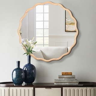 36" x 36" Modern Solid Wood Wavy Round Bathroom Mirrors - Bed Bath & Beyond - 42148022